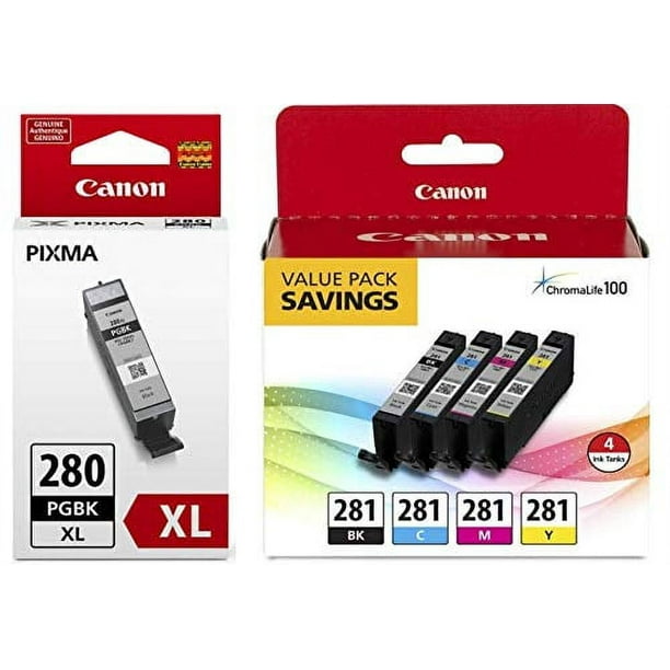 Canon CLI-281 (2091C005) BKCMY/PGI-280XL (2021C001) Black Ink (5 pack ...