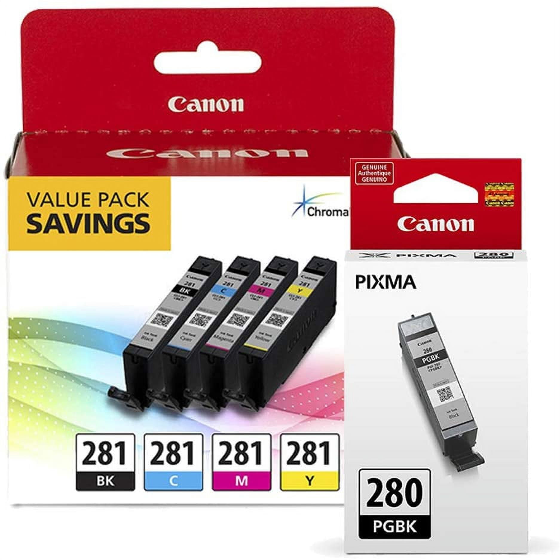 Canon CLI-281 BKCMY 4-Color Ink Tank Value Pack (2091C005) + Canon PGI ...