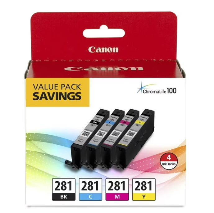 Canon CLI-281 Ink Cartridge Set, Black Cyan Magenta Yellow, Genuine ...