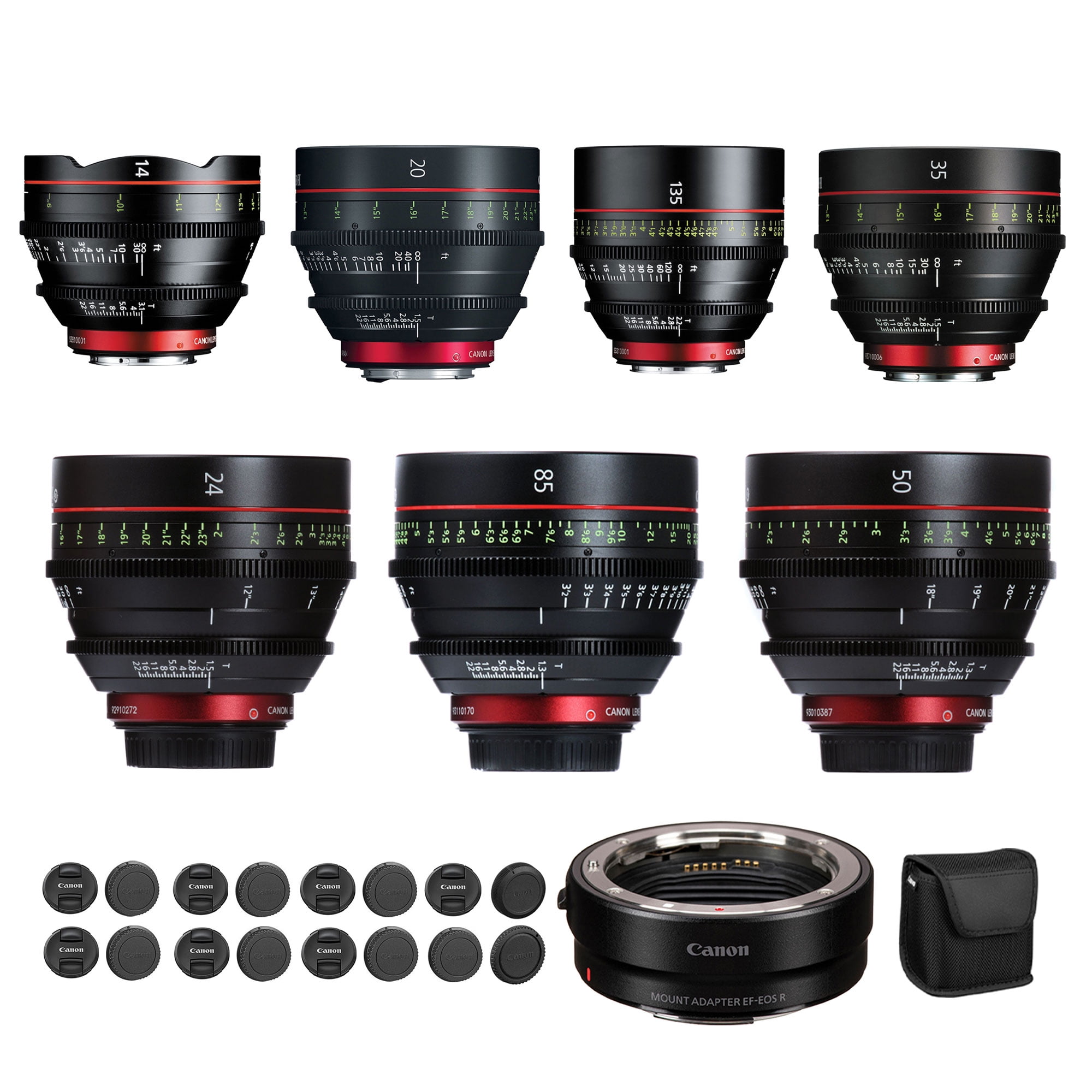 Canon CN-E Cinema Prime 7-Lens Kit (14mm, 20mm, 24mm, 35mm, 50mm, 85mm ...