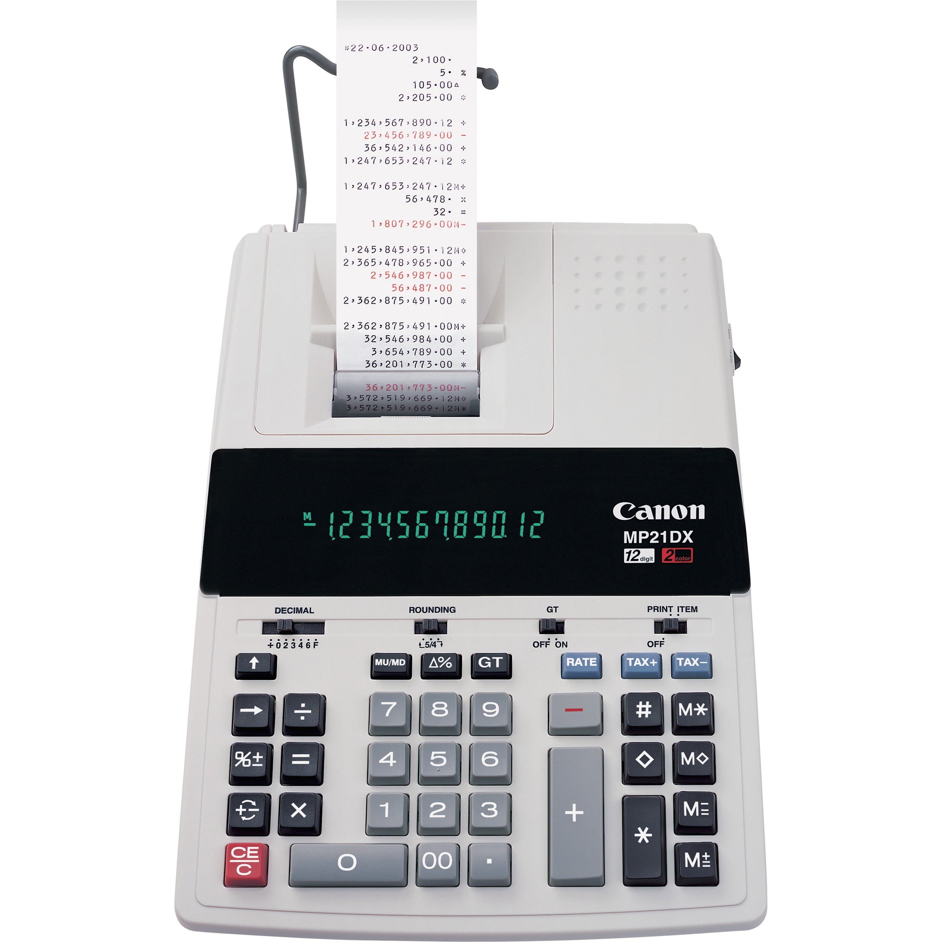 Canon CNMMP21DX 12-Digit Adding Machine, 2-Color, Large Keys ...