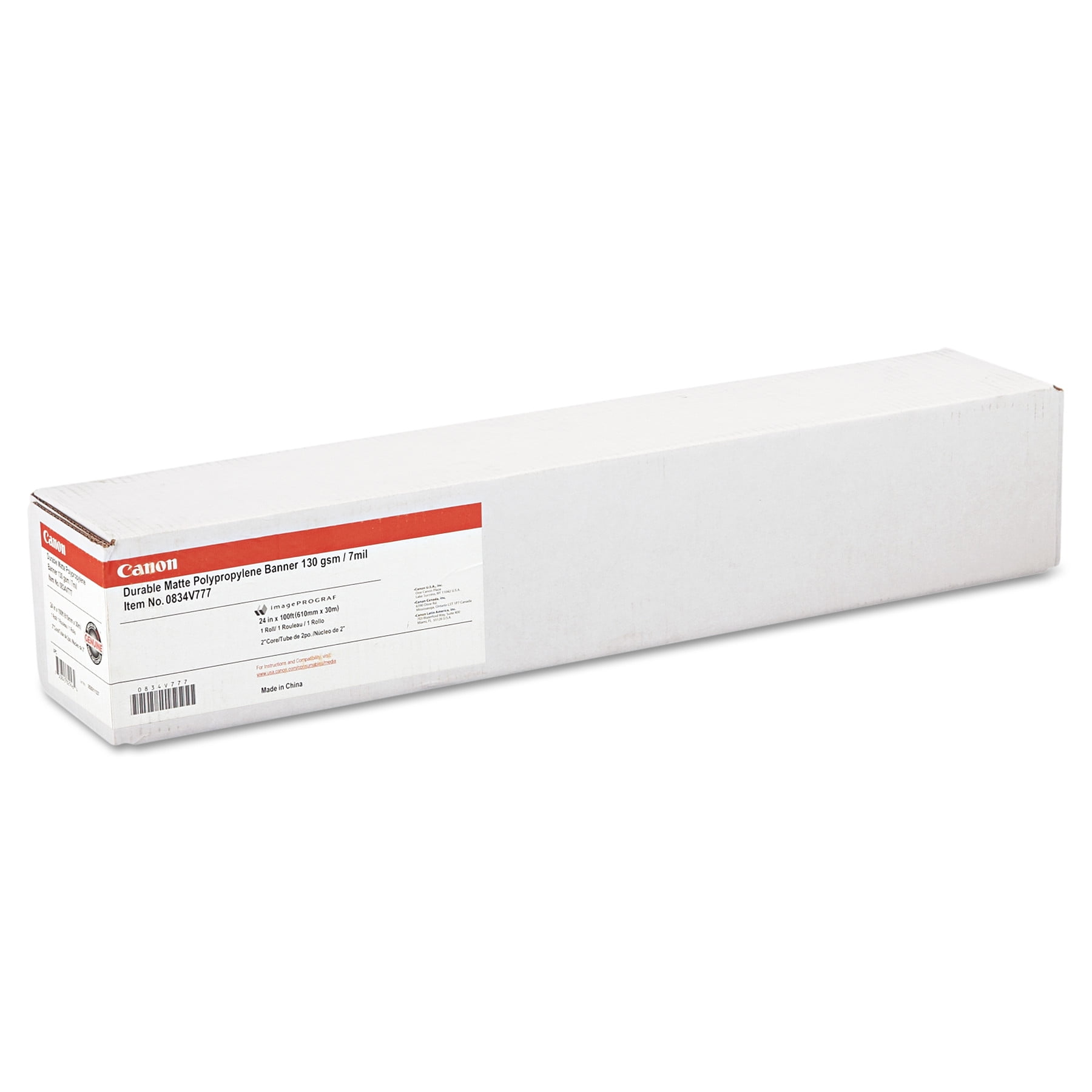 Canon Durable Matte Polypropylene Banner Paper, 24" x 100 feet, Roll ...