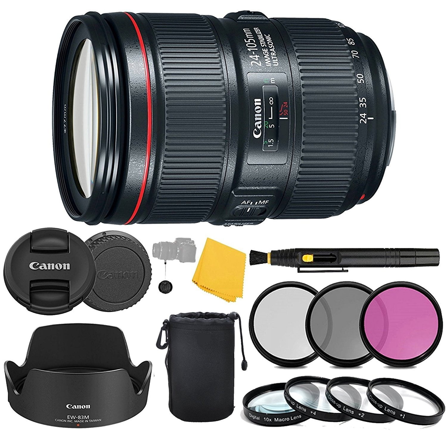 Canon EF 24–105mm f/4L IS II USM Lens + 3 Piece Filter Set + 4 Piece ...