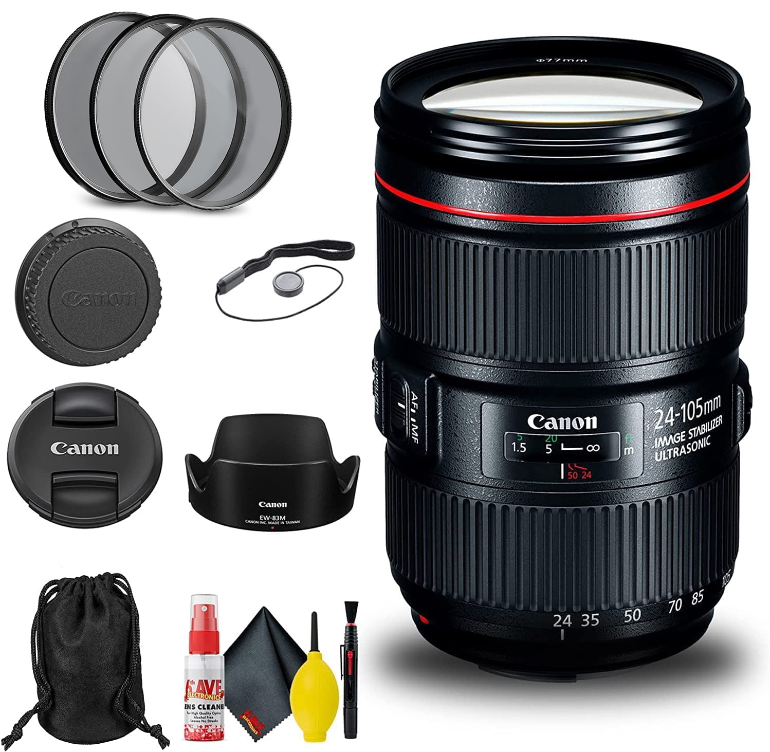 Canon EF 24-105mm f/4L IS II USM Lens, Wide-Angle Zoom, Filter Kit, Cap ...