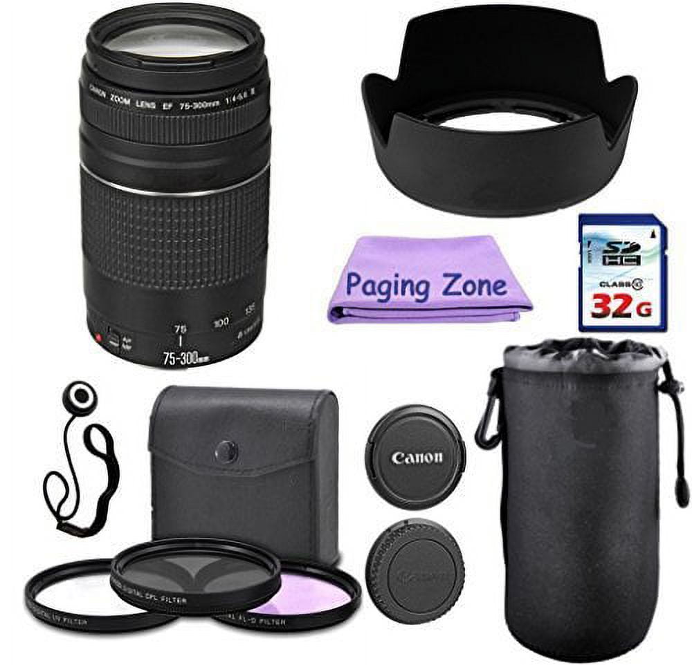 Canon EF 75-300mm III Camera Lens PagingZone Deluxe Kit with 3pc Filter ...