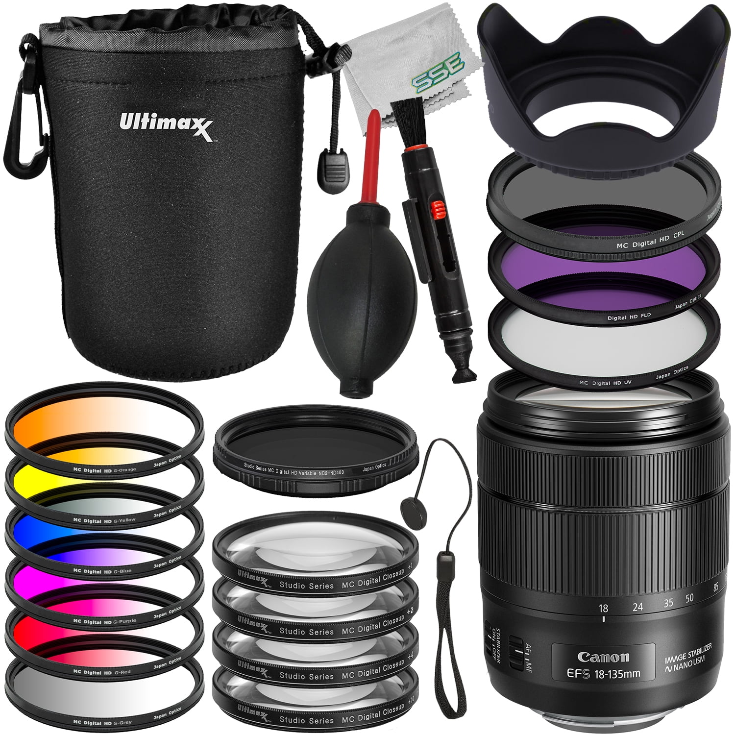 Canon EF-S 18-135mm f/3.5-5.6 IS USM Lens with Advanced Accessory ...