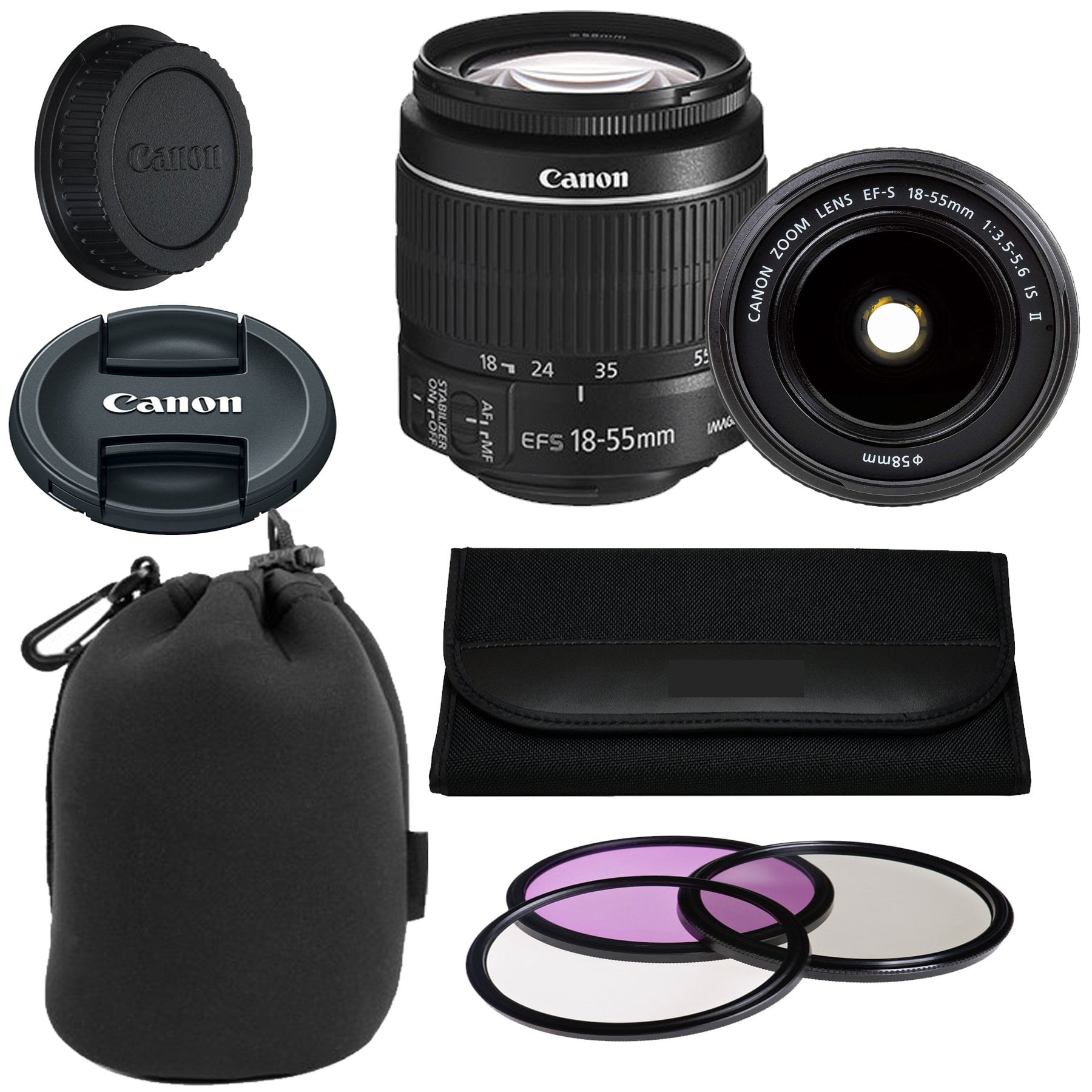 Canon EF-S 18-55mm F/3.5-5.6 IS II Lens White Box + 3pc Filter Kit ...