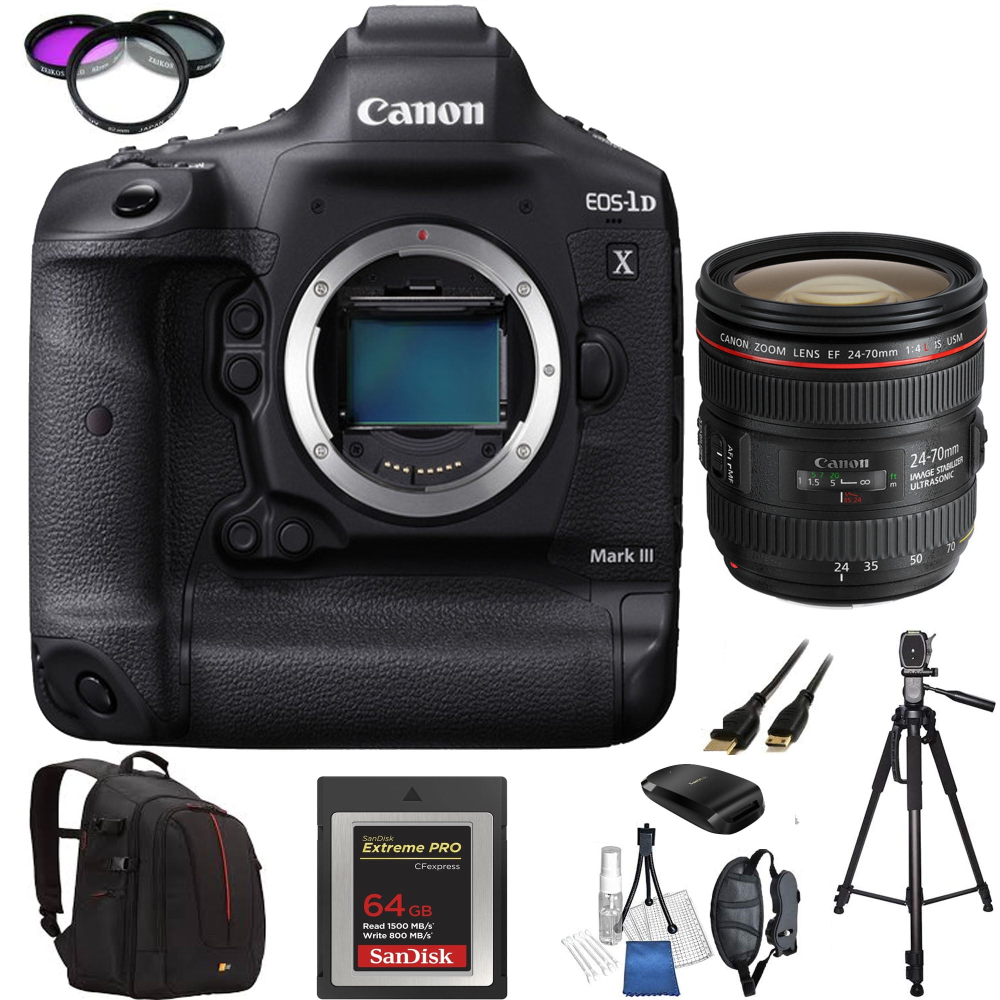 Canon EOS-1D X Mark III DSLR Camera with Canon EF 24-70mm f/4L IS USM ...
