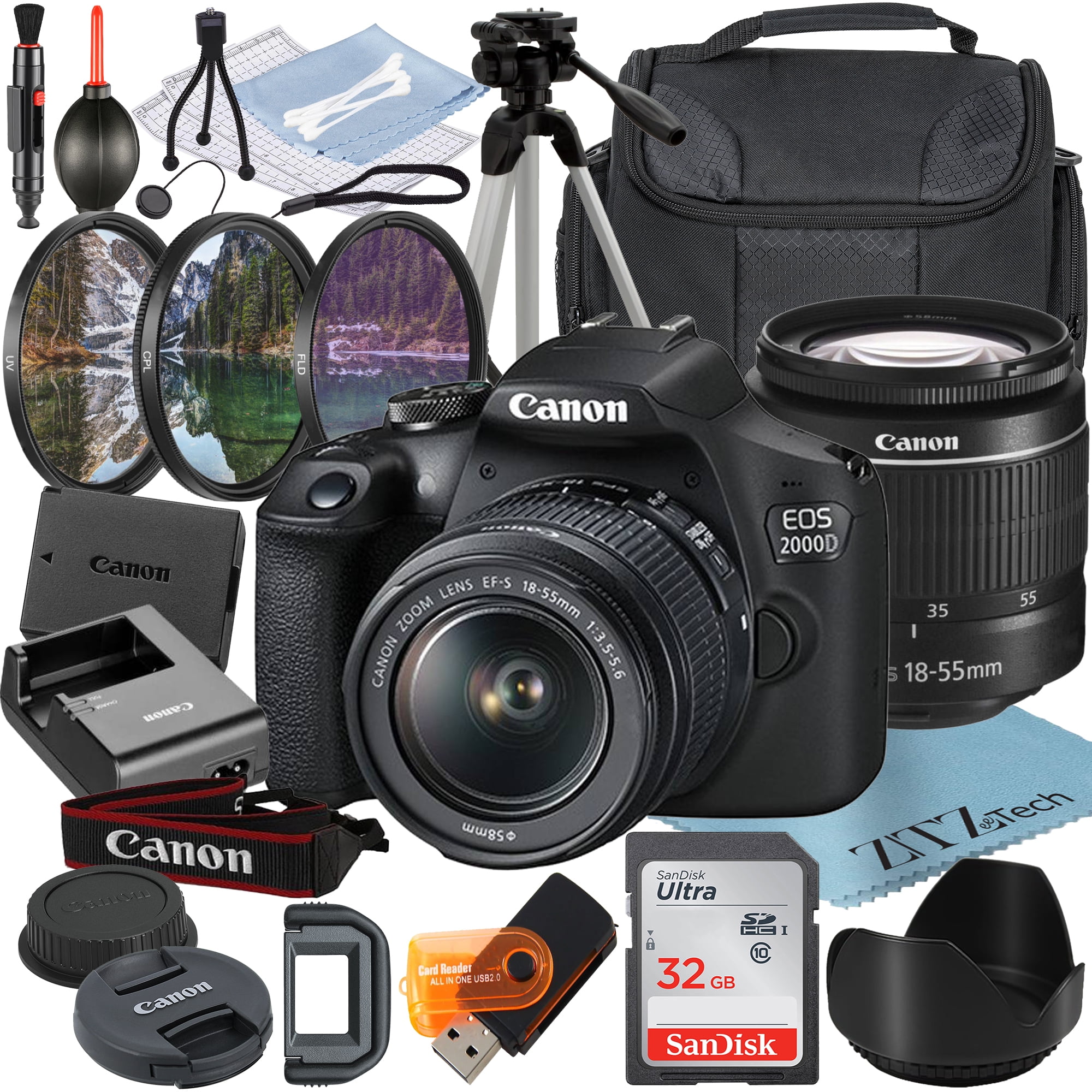 Canon EOS 2000D (Rebel T7) DSLR Camera Bundle: Includes 18-55mm Zoom ...