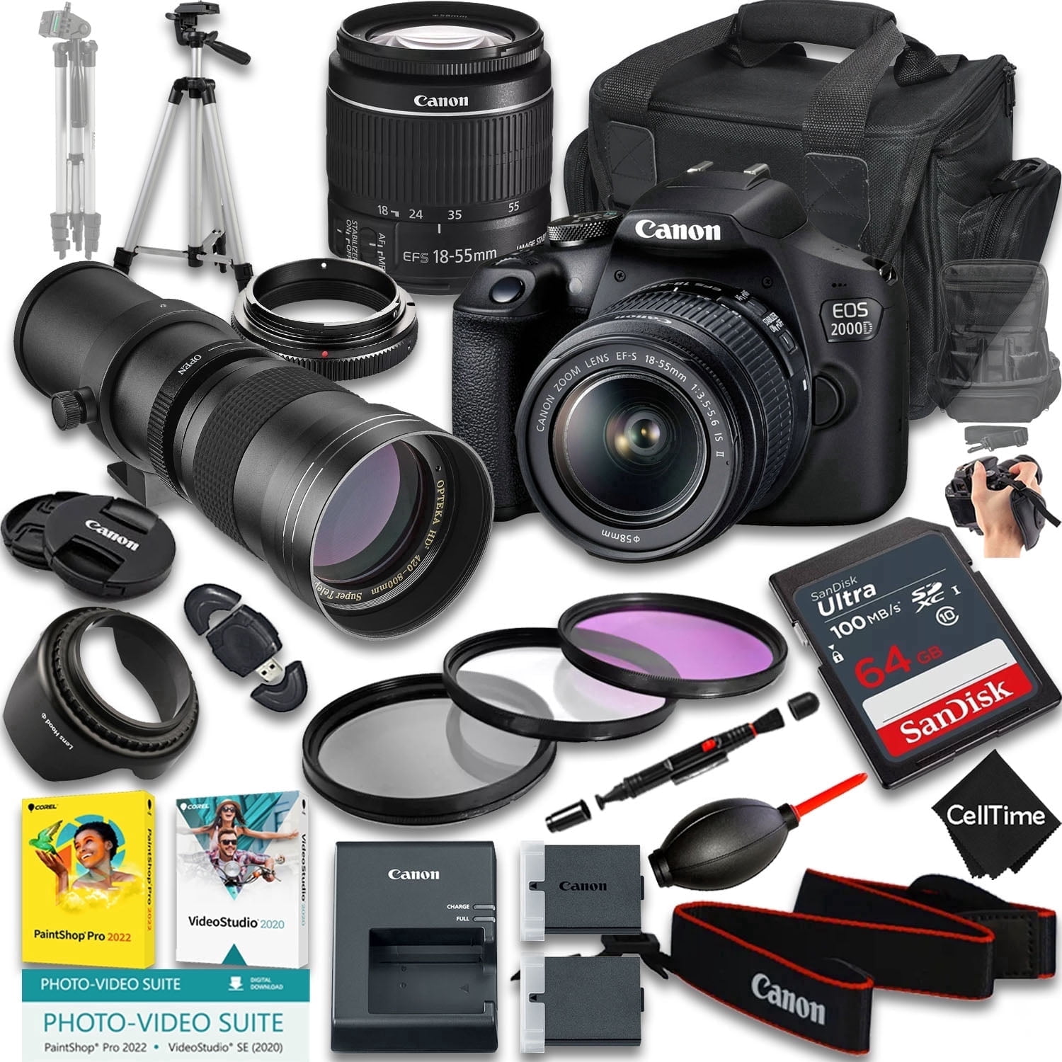 Canon EOS 2000D / Rebel T7 DSLR Camera with EF-S 18-55mm f/3.5-5.6 IS ...