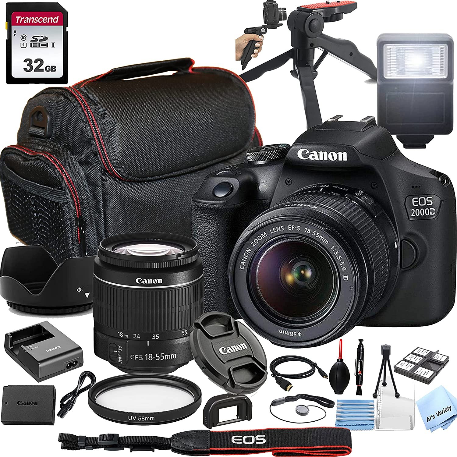 Canon EOS 2000D / Rebel T7 DSLR Camera 24.1MP CMOS Sensor with EF-S 18-55mm Zoom Lens + SanDisk ...