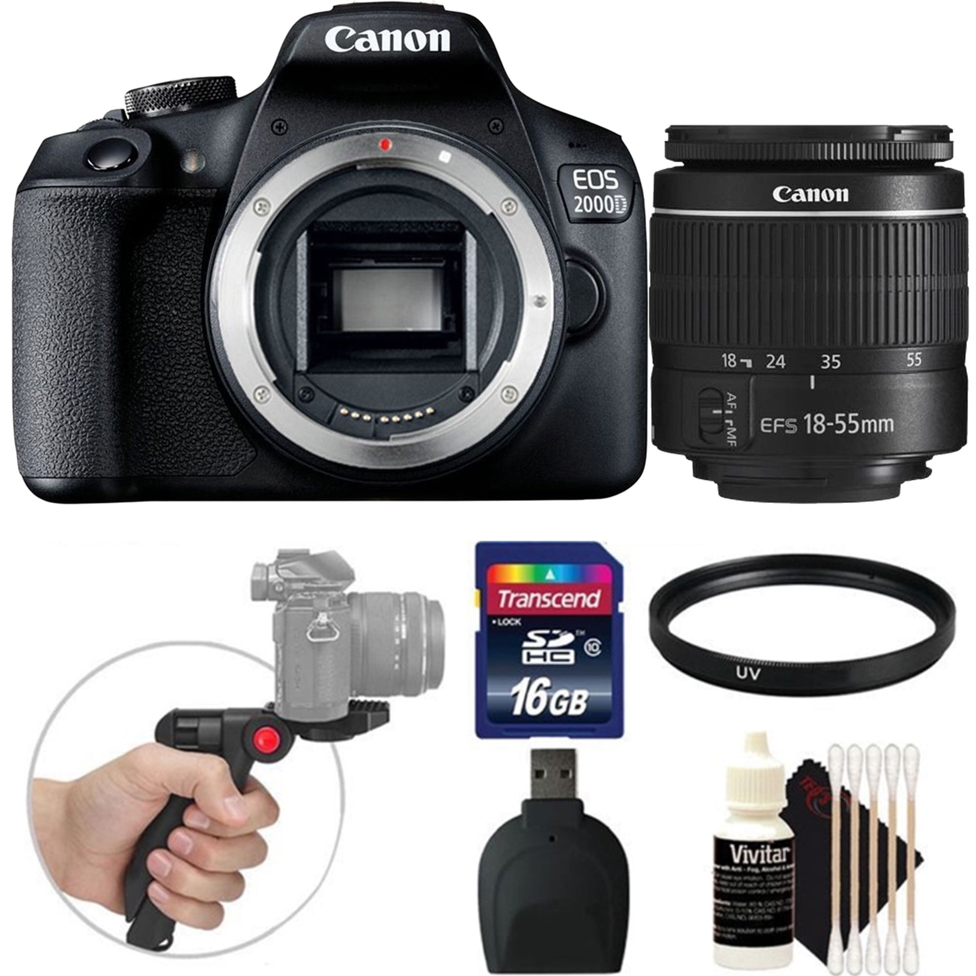Canon EOS 2000D / Rebel T7 Digital SLR Camera + 18-55mm III Lens + UV Filter + Accessory Kit ...