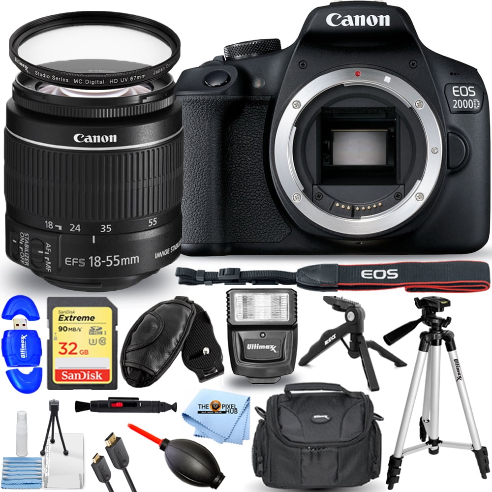Canon EOS 2000D / Rebel T7 with 18-55mm IS II Lens + 32GB + Flash + UV ...