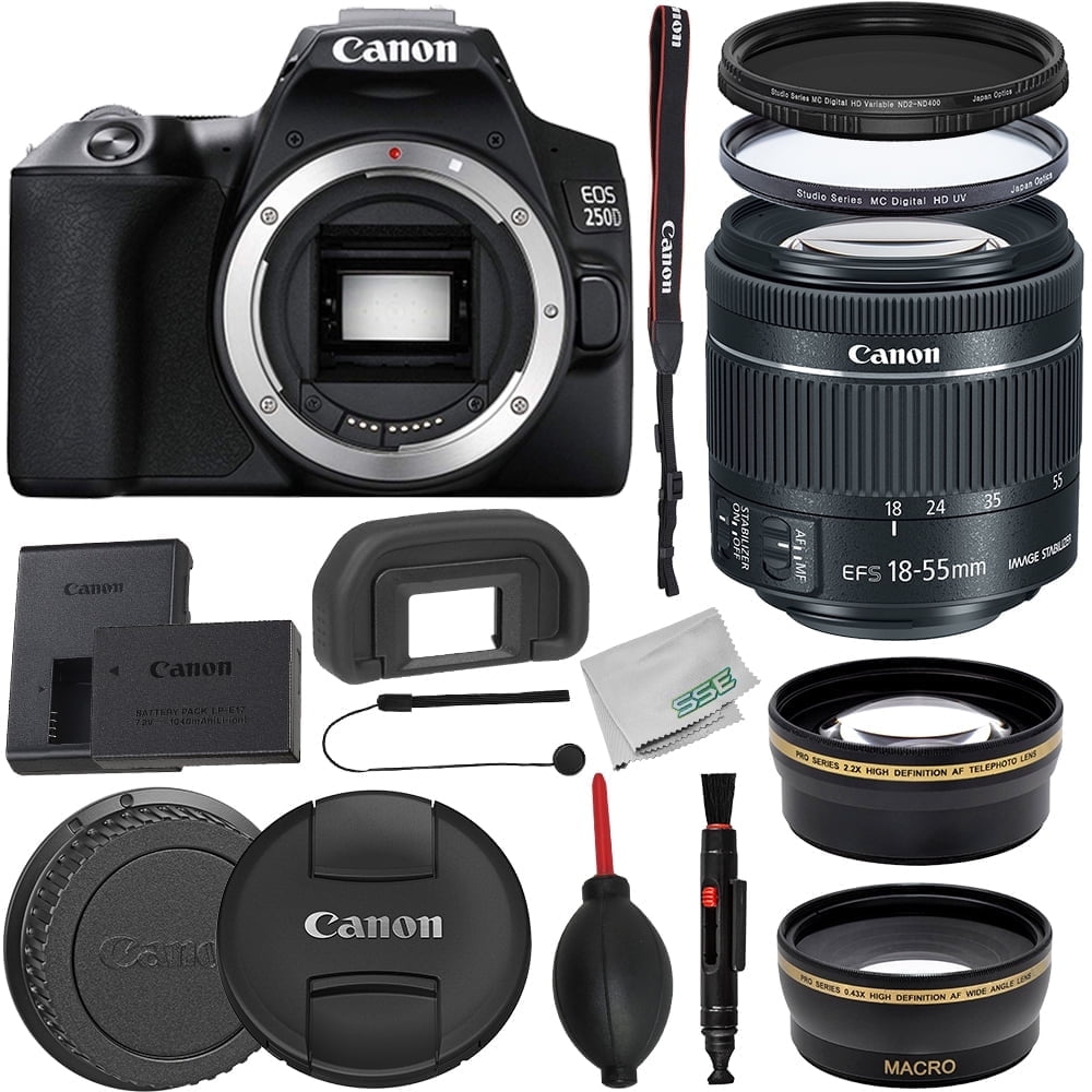 Canon EOS 250D DSLR Camera & EF-S 18-55mm f/4-5.6 IS STM Lens (Black ...
