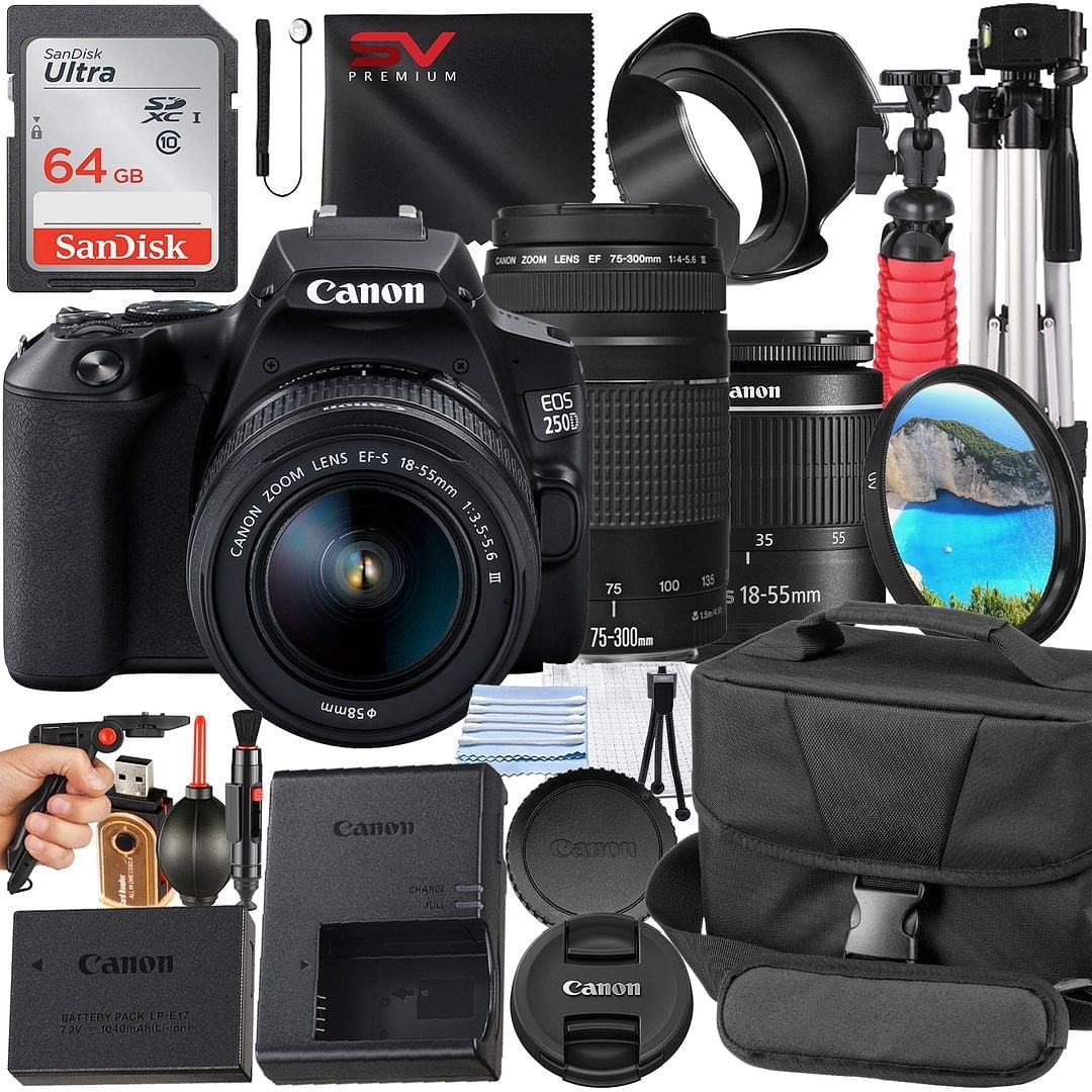 Canon EOS 250D / Rebel SL3 DSLR Camera Bundle with 18-55mm + 75-300mm ...