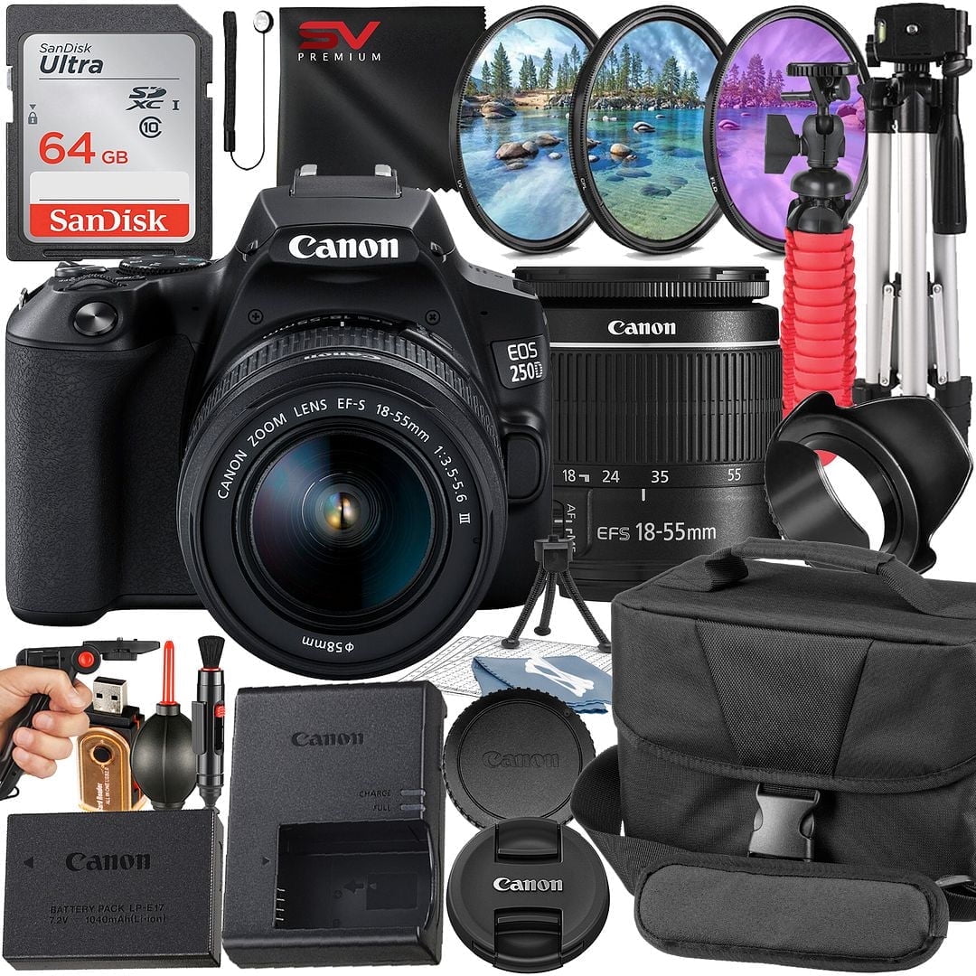 Canon EOS 250D / Rebel SL3 DSLR Camera Bundle with 18-55mm Lens + 64GB ...