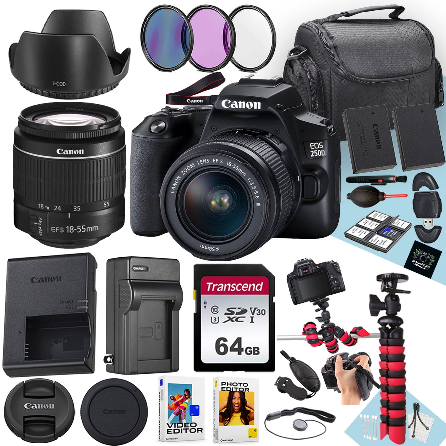 Canon EOS 250D / Rebel SL3 DSLR Camera With EF-S 18-55mm f/3.5-5.6 III ...