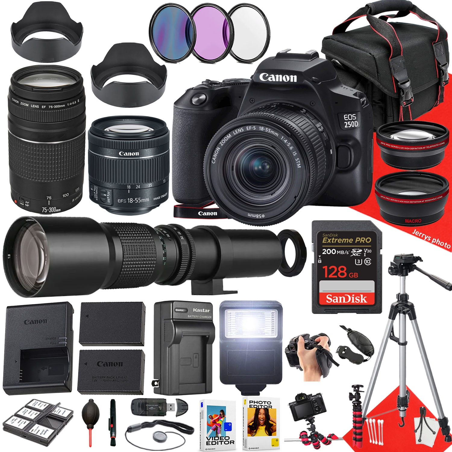 Canon EOS 250D / Rebel SL3 DSLR Camera With EF-S 18-55mm f/4-5.6 IS STM ...