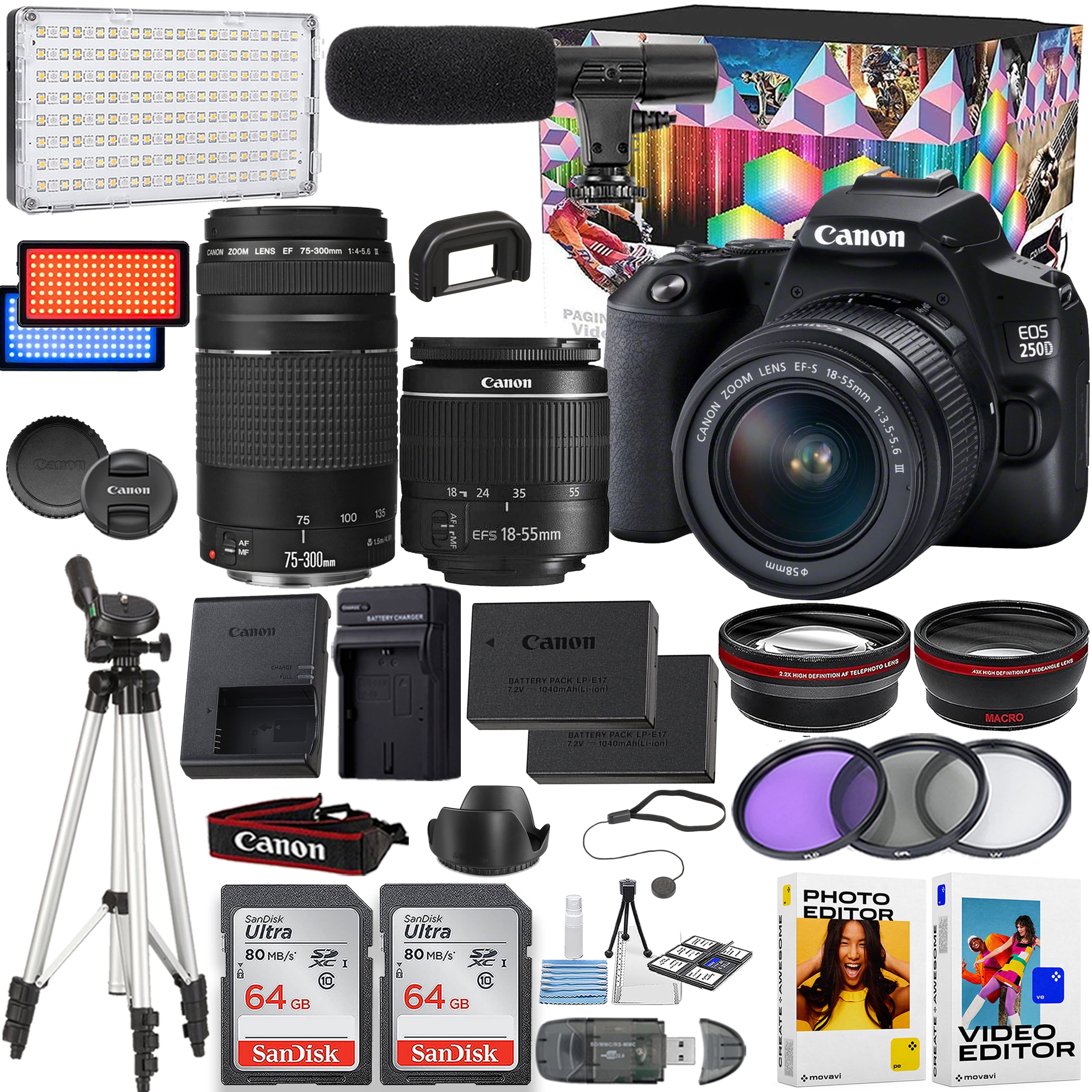 Canon EOS 250D / Rebel SL3 DSLR Camera With Video Creator Kit + Canon ...