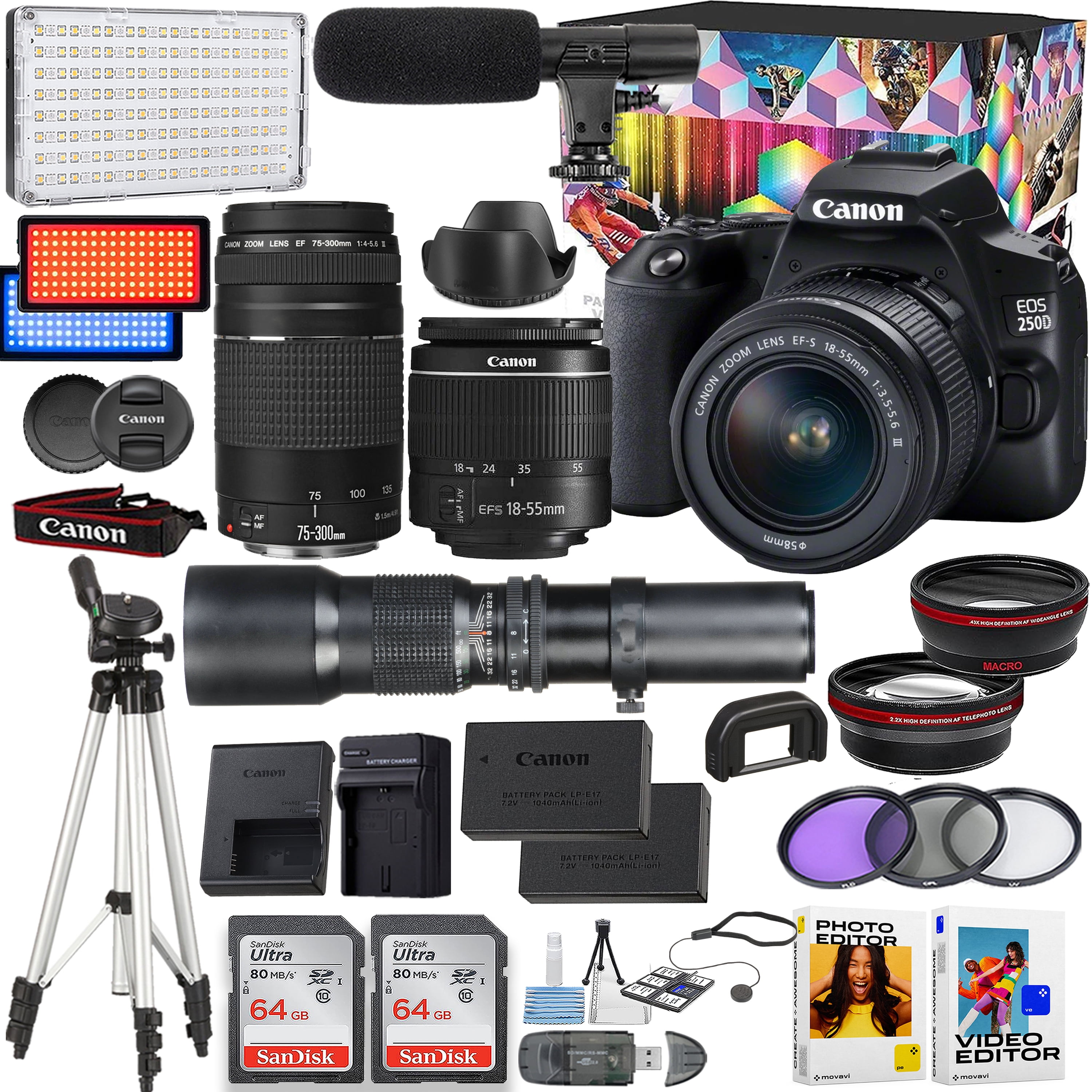Canon EOS 250D / Rebel SL3 DSLR Camera With Video Creator Kit + Canon ...