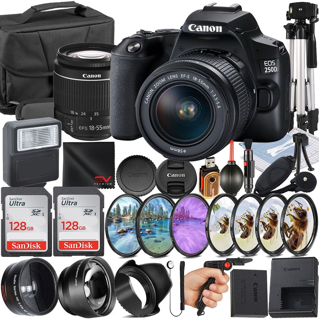 Canon EOS 250D / Rebel SL3 DSLR Camera with 18-55mm Lens + 2 Pack ...
