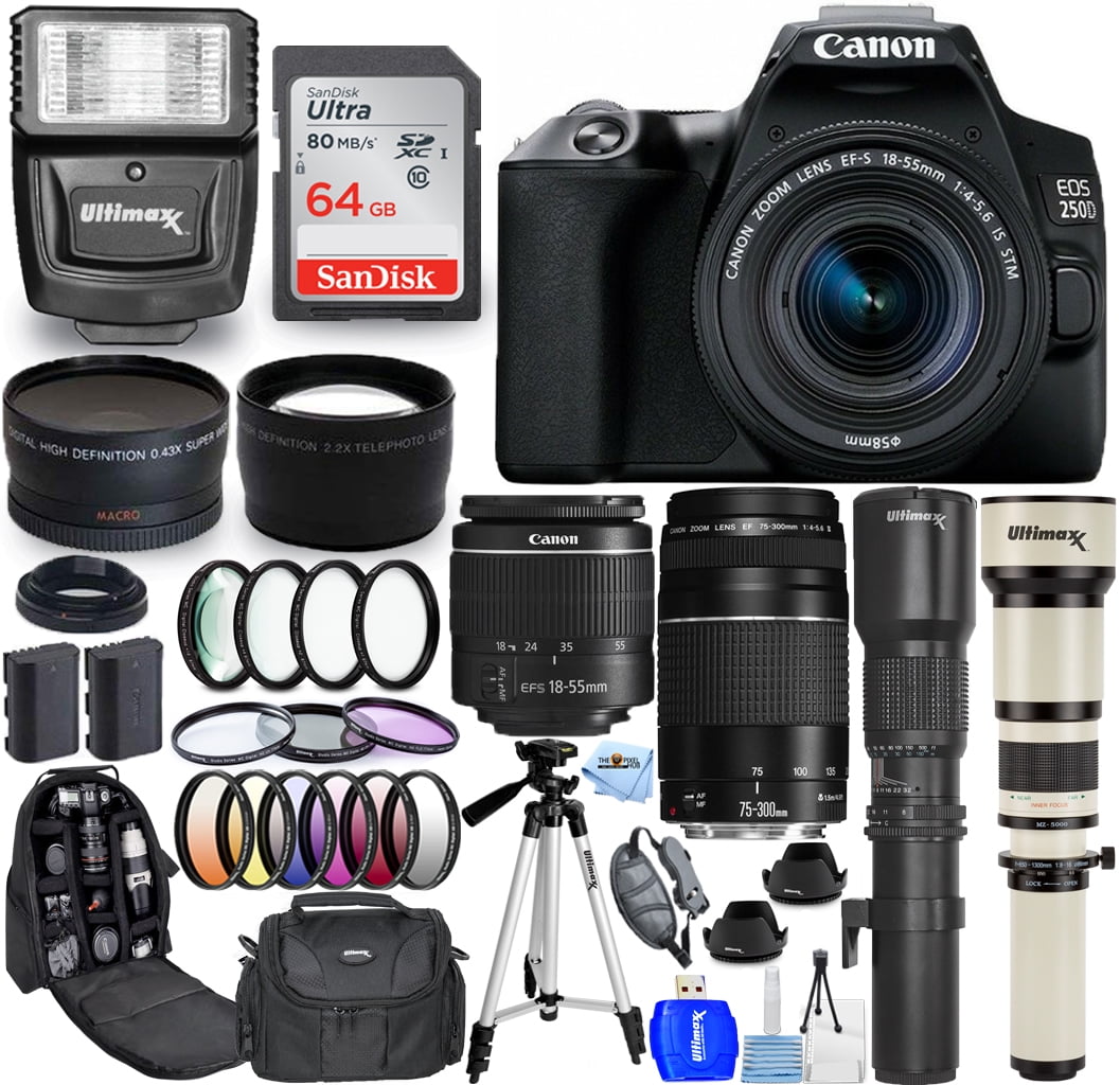 Canon EOS 250D/Rebel SL3 DSLR Camera Bundle with 18-55mm, 500mm, 650 ...