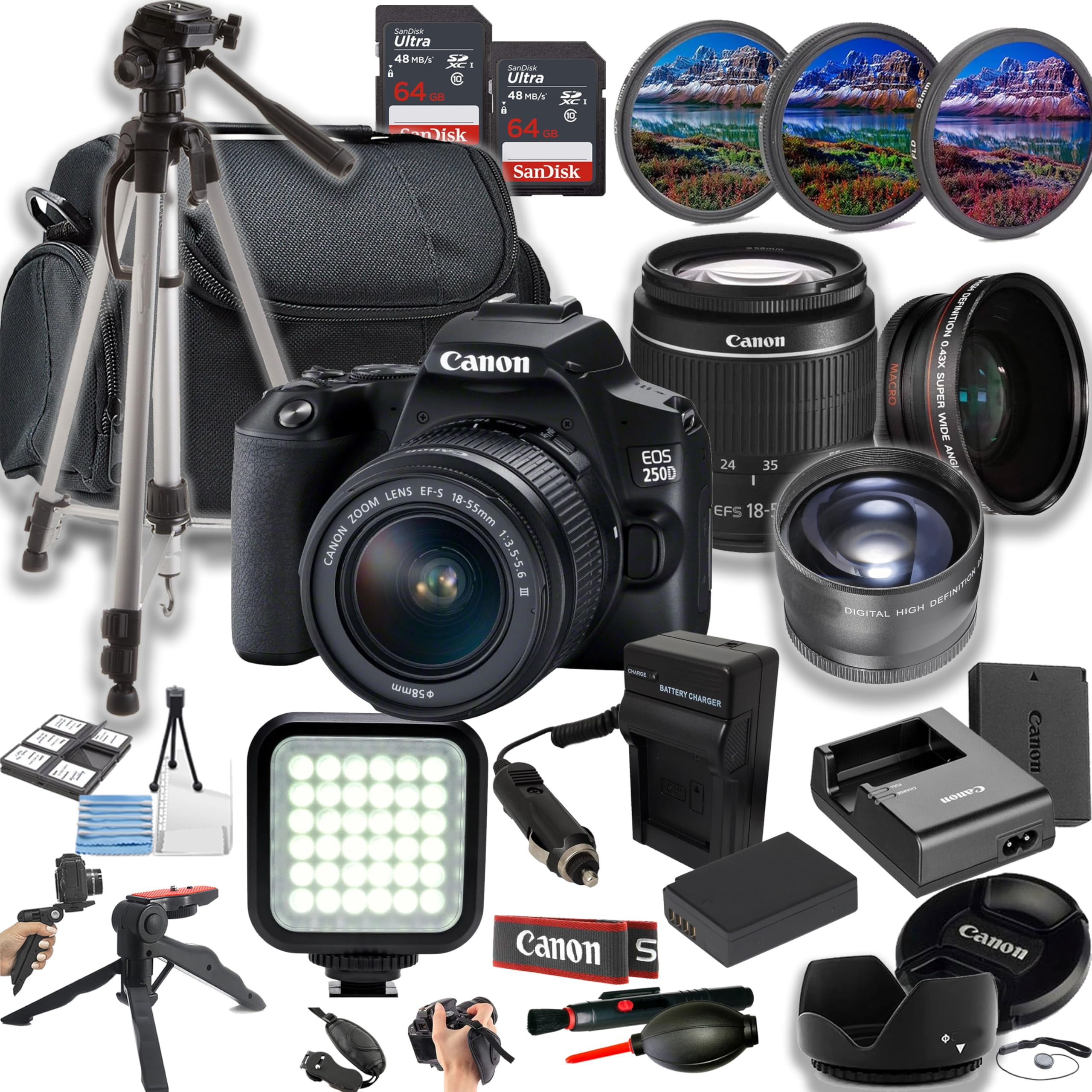 Canon EOS 250D / Rebel SL3 Digital SLR Camera w/EF-S 18-55mm f/3.5-5.6 ...