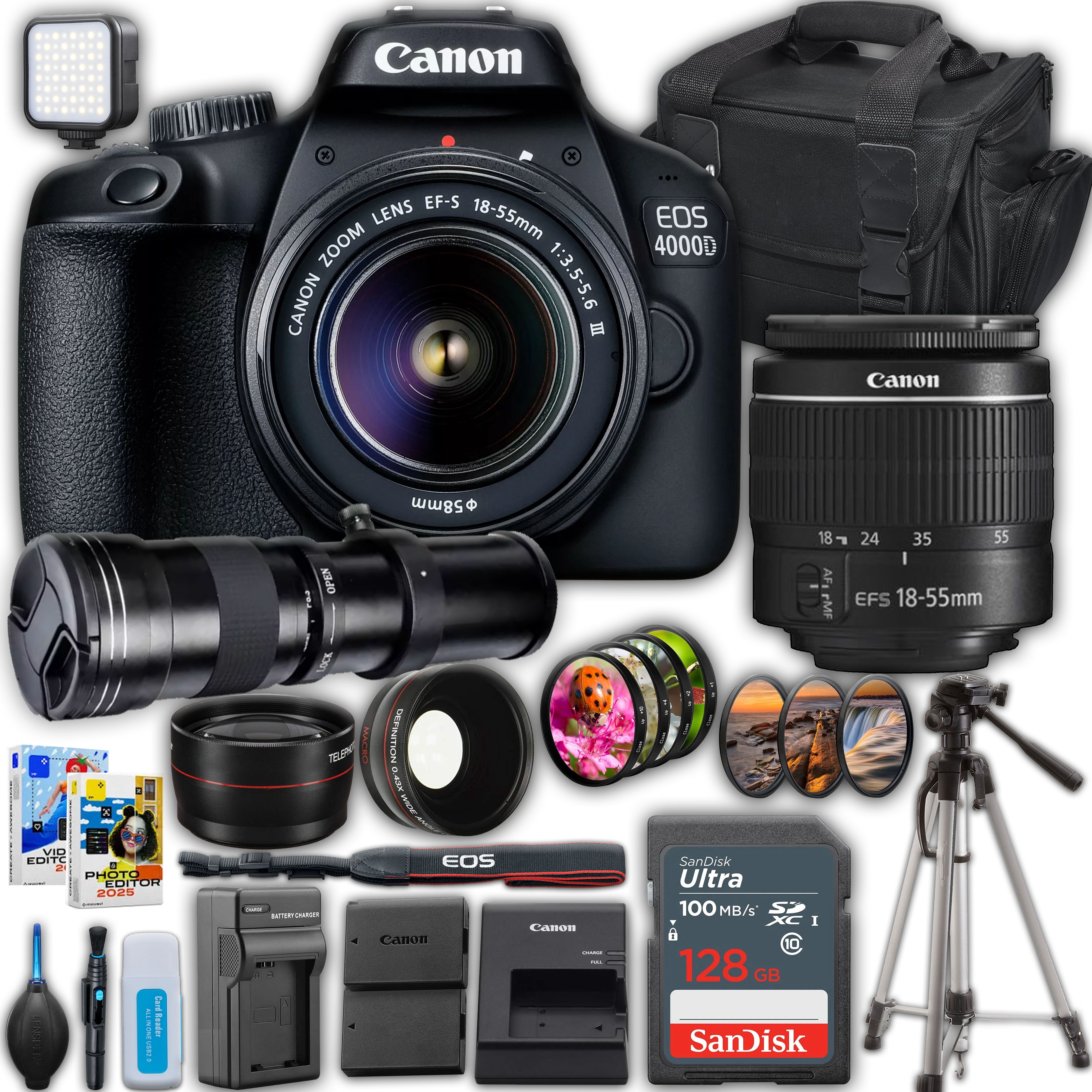 Canon EOS 4000D DSLR Camera With Canon EF-S 18-55mm F/3.5-5.6 DC III ...