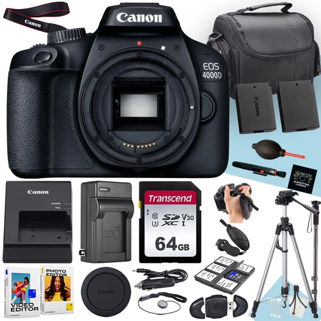 Canon EOS 4000D / Rebel T100 DSLR Camera (Body Only) + 64 GB Memory ...