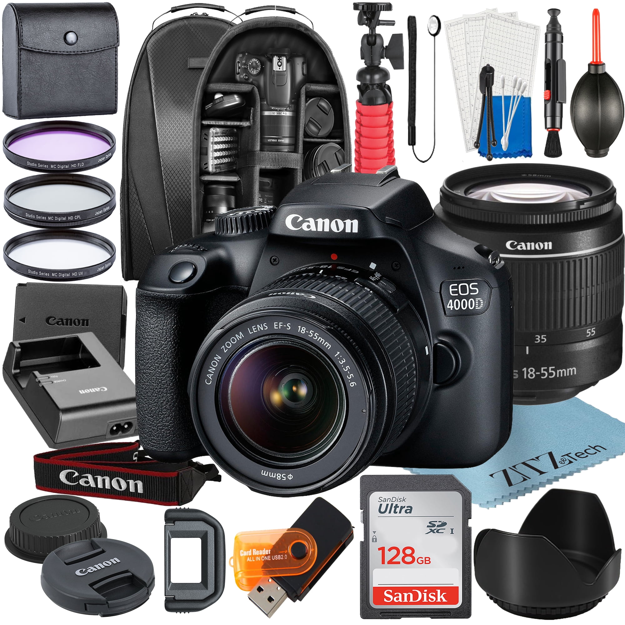 Canon EOS 4000D (Rebel T100) DSLR Camera Bundle: Includes 18-55mm Zoom ...