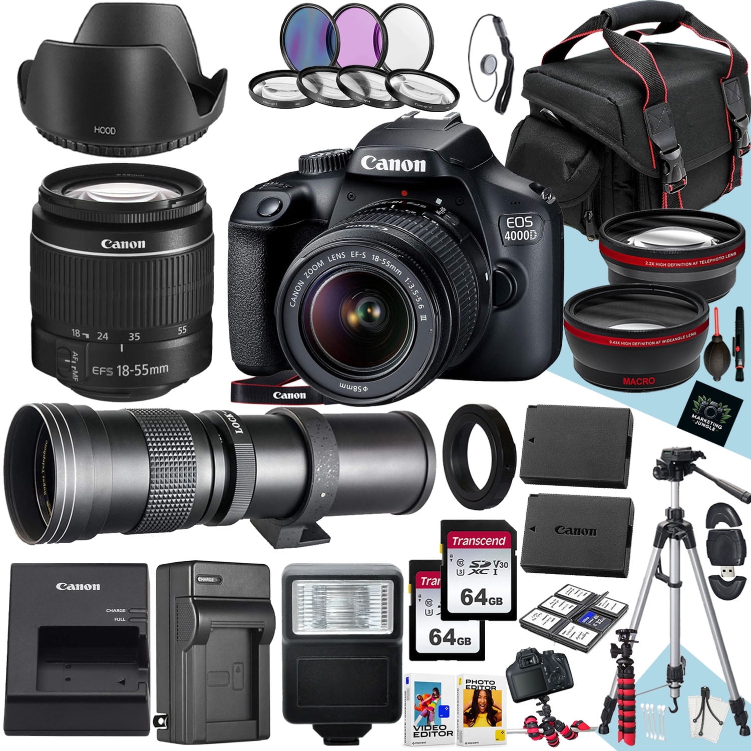 Canon EOS 4000D / Rebel T100 DSLR Camera With Canon EF-S 18-55mm F/3.5 ...