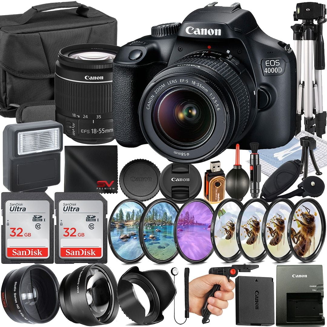 Canon EOS Rebel T100 DSLR Camera, 18-55mm Lens, 2 Pack 32GB Card, Case ...