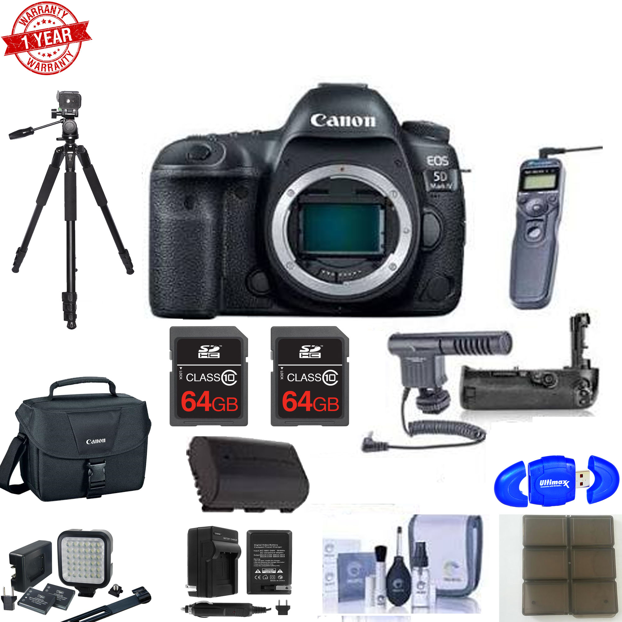 Canon EOS 5D Mark IV DSLR Body With Pro Accessory Microphone Bundle ...