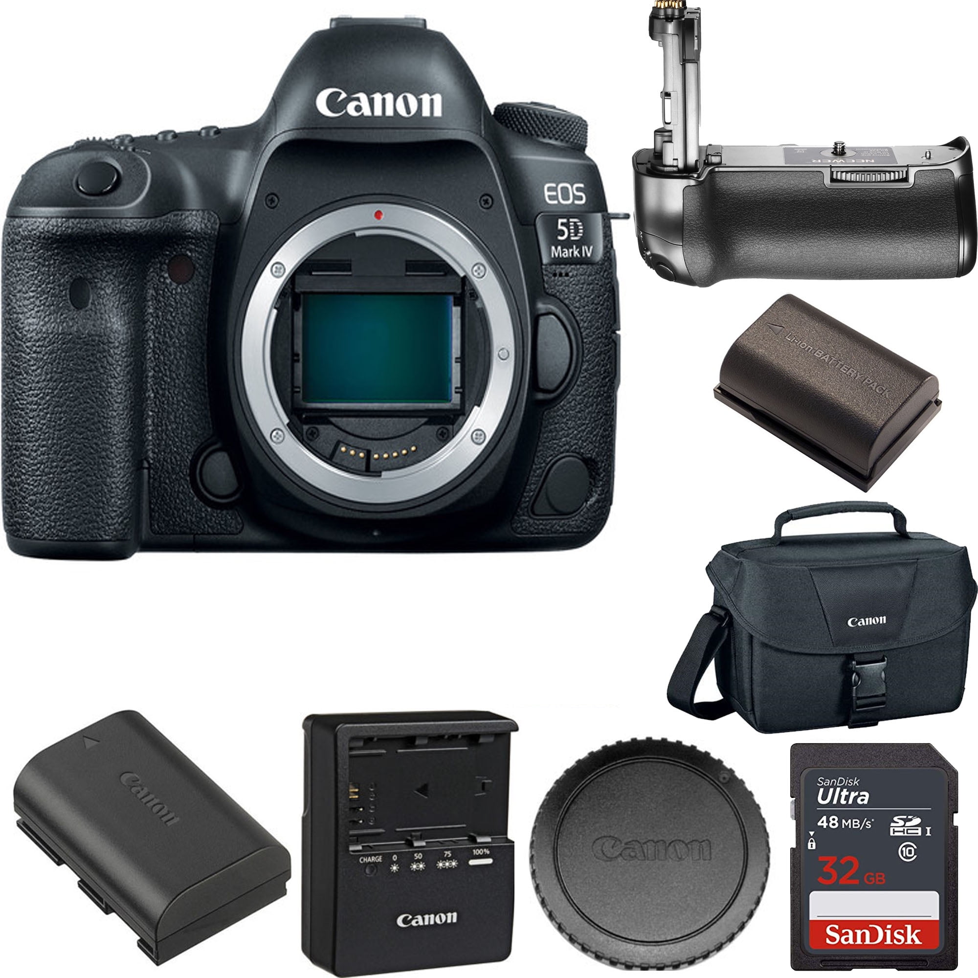 Canon EOS 5D Mark IV DSLR Camera (Body Only) with Battery Grip Starter ...