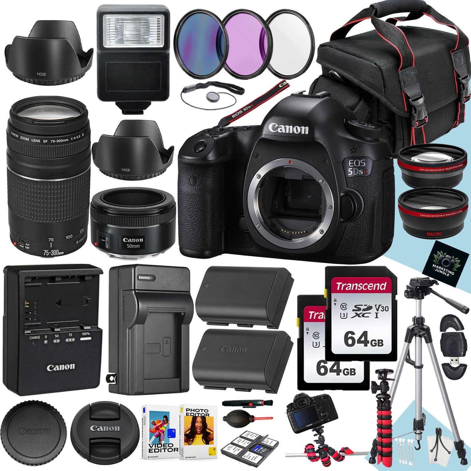 Canon EOS 5DS R DSLR Camera With EF 50mm f/1.8 STM And EF 75-300mm f/4 ...