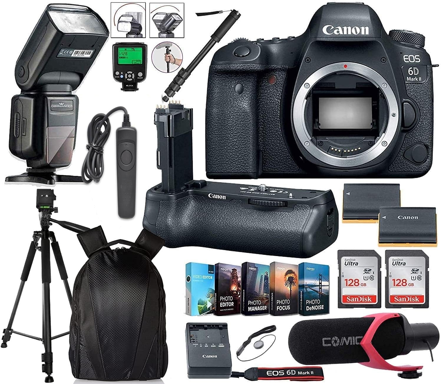 Canon EOS 6D Mark II DSLR Camera (Body Only) w/Canon BG-E21 Battery ...