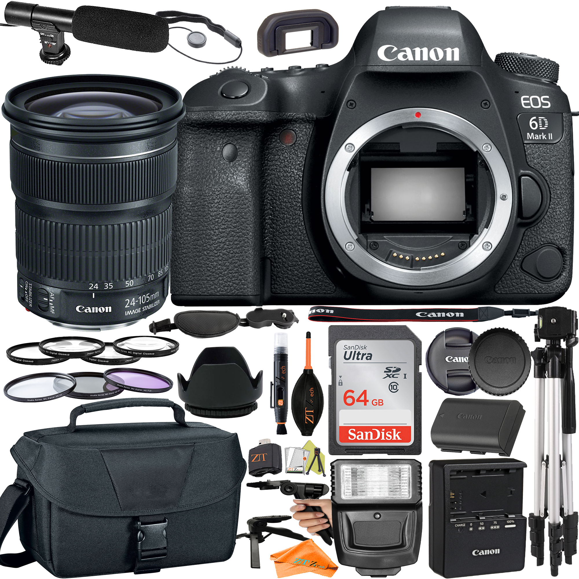 Canon EOS 6D Mark II DSLR Camera with 24-105mm Lens + SanDisk 64GB ...