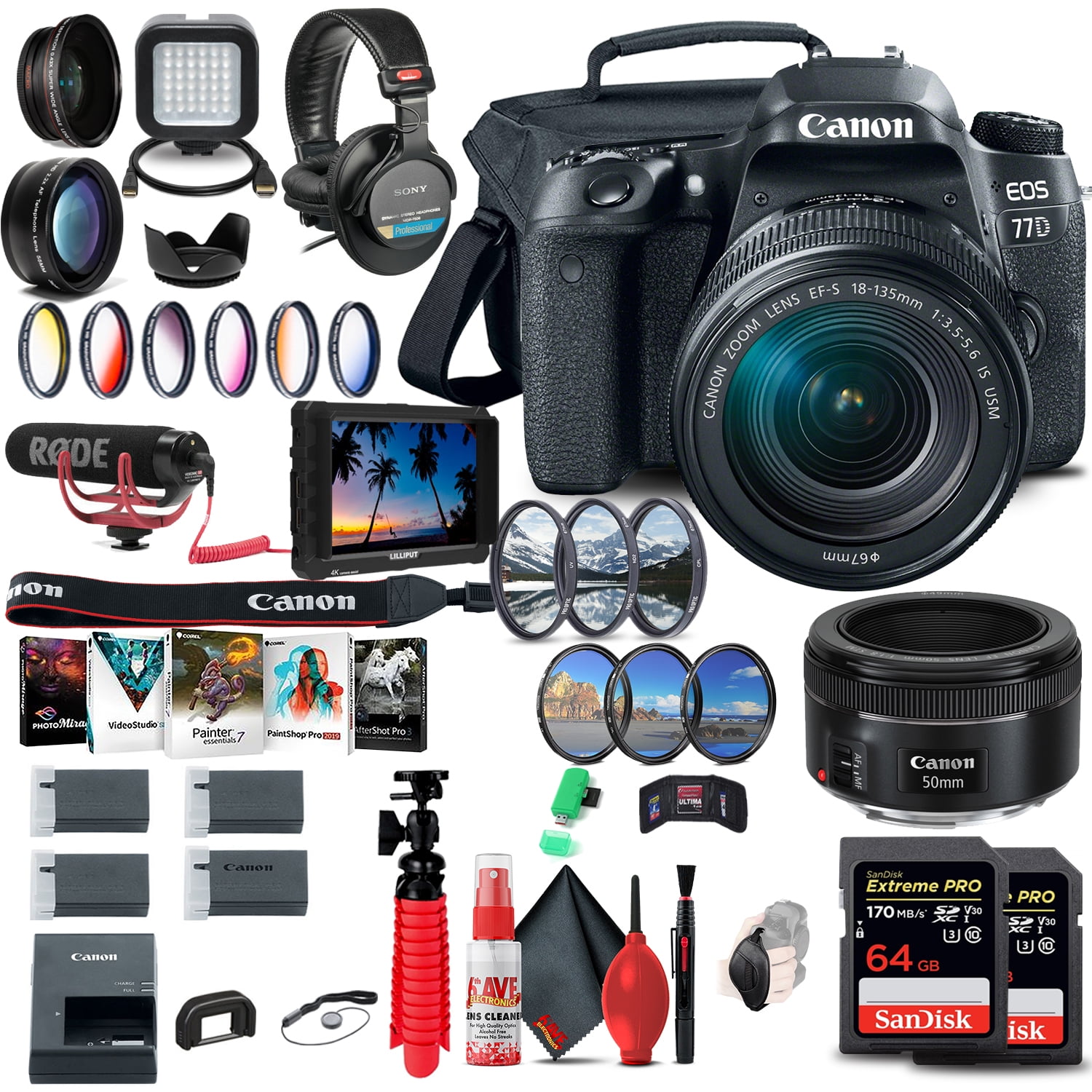 Canon EOS 77D DSLR Camera with 18-135mm USM Lens (1892C002) + 4K ...