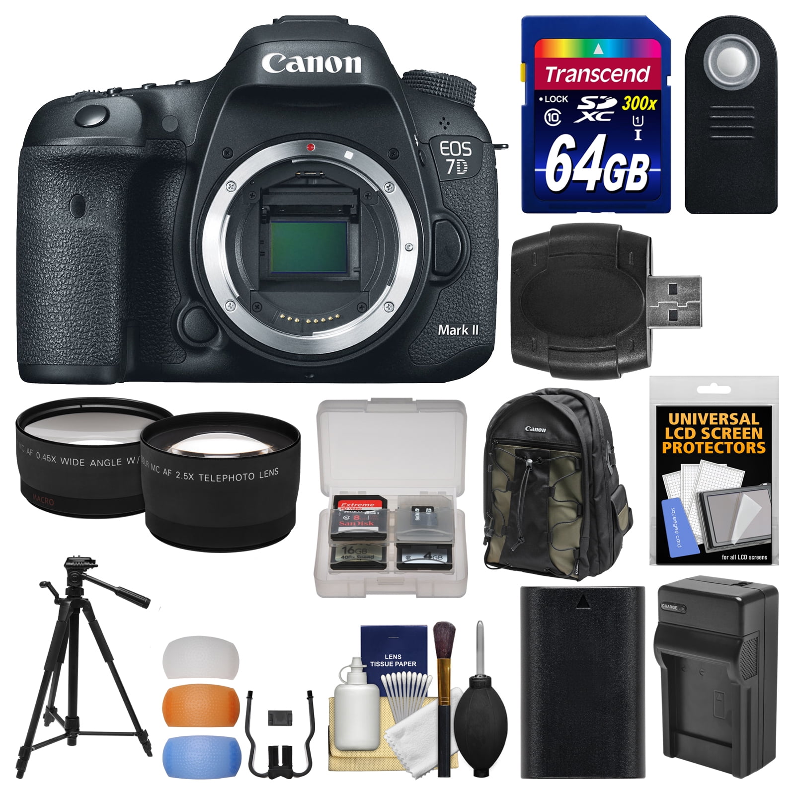 Canon EOS 7D Mark II GPS Digital SLR Camera Body with 64GB Card ...