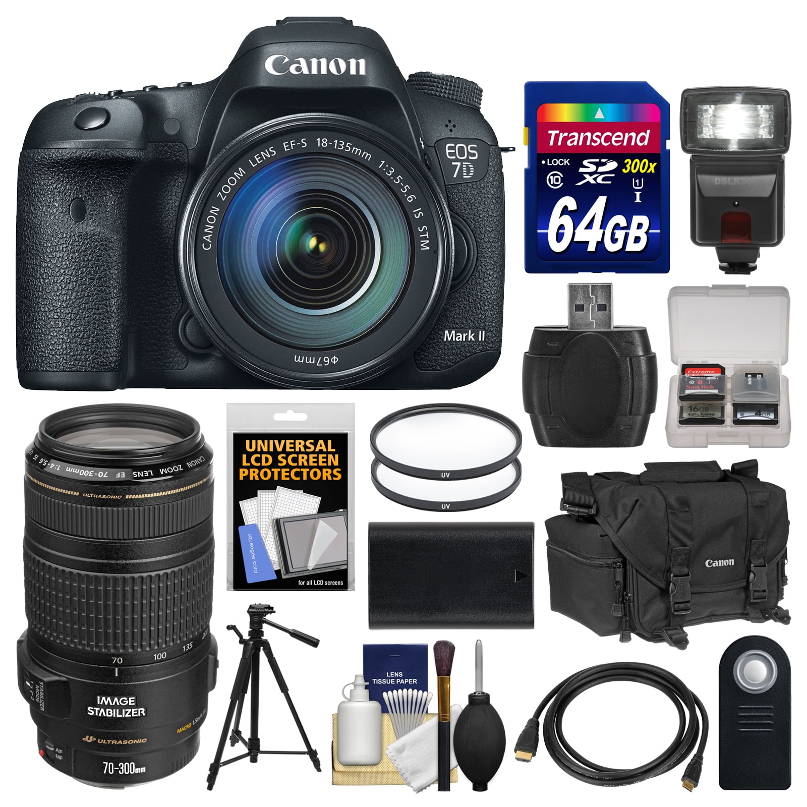 Canon EOS 7D Mark II GPS Digital SLR Camera & EF-S 18-135mm & 70-300mm ...