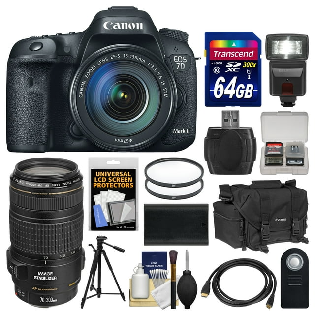 Canon EOS 7D Mark II GPS Digital SLR Camera & EF-S 18-135mm & 70-300mm ...