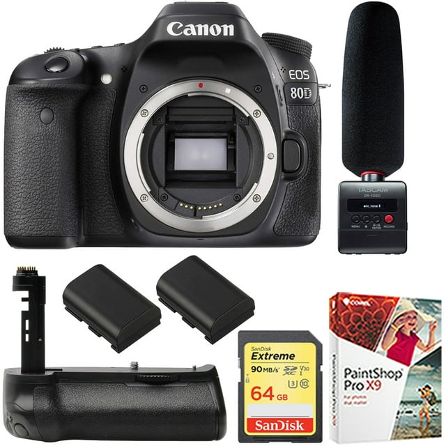 Canon EOS 80D 24.2 MP CMOS Digital SLR Camera (Body) + Tascam DR-10SG ...