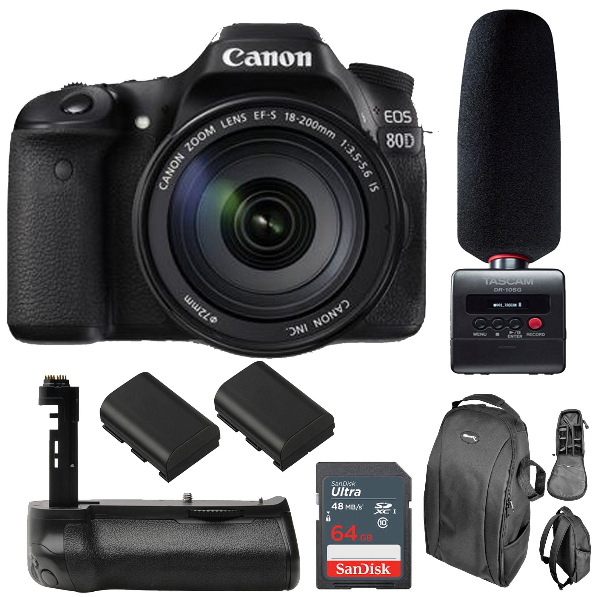 Canon EOS 80D with 18-200mm IS Lens with Tascam DR-10SG Audio Recorder ...