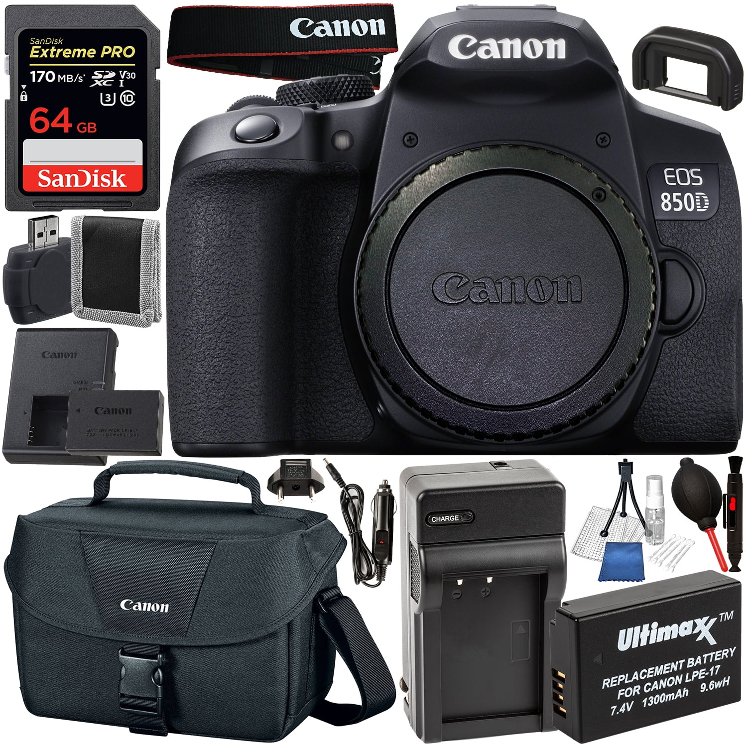 Canon EOS 850D DSLR Camera (Body Only) with Essential Accessory Bundle ...