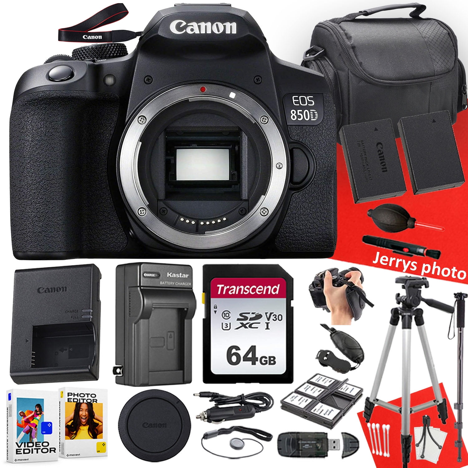 Canon EOS 850D / Rebel T8i DSLR Camera (Body Only) + 64 GB Memory ...