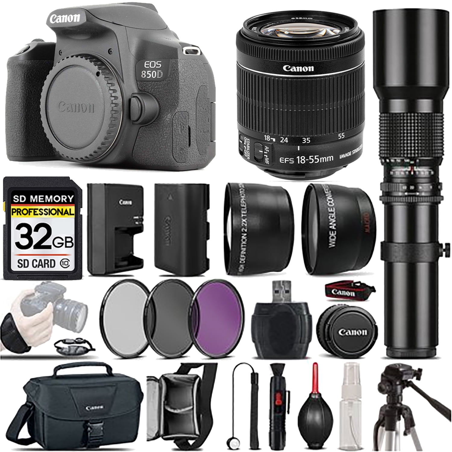 Canon EOS 850D (Rebel T8i) DSLR Camera + Canon 18-55mm IS STM Lens ...