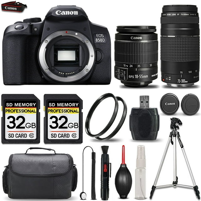 Canon EOS 850D (Rebel T8i) DSLR Camera + Canon EF-S 18-55mm IS STM Lens + Canon EF 75-300mm f/4 ...