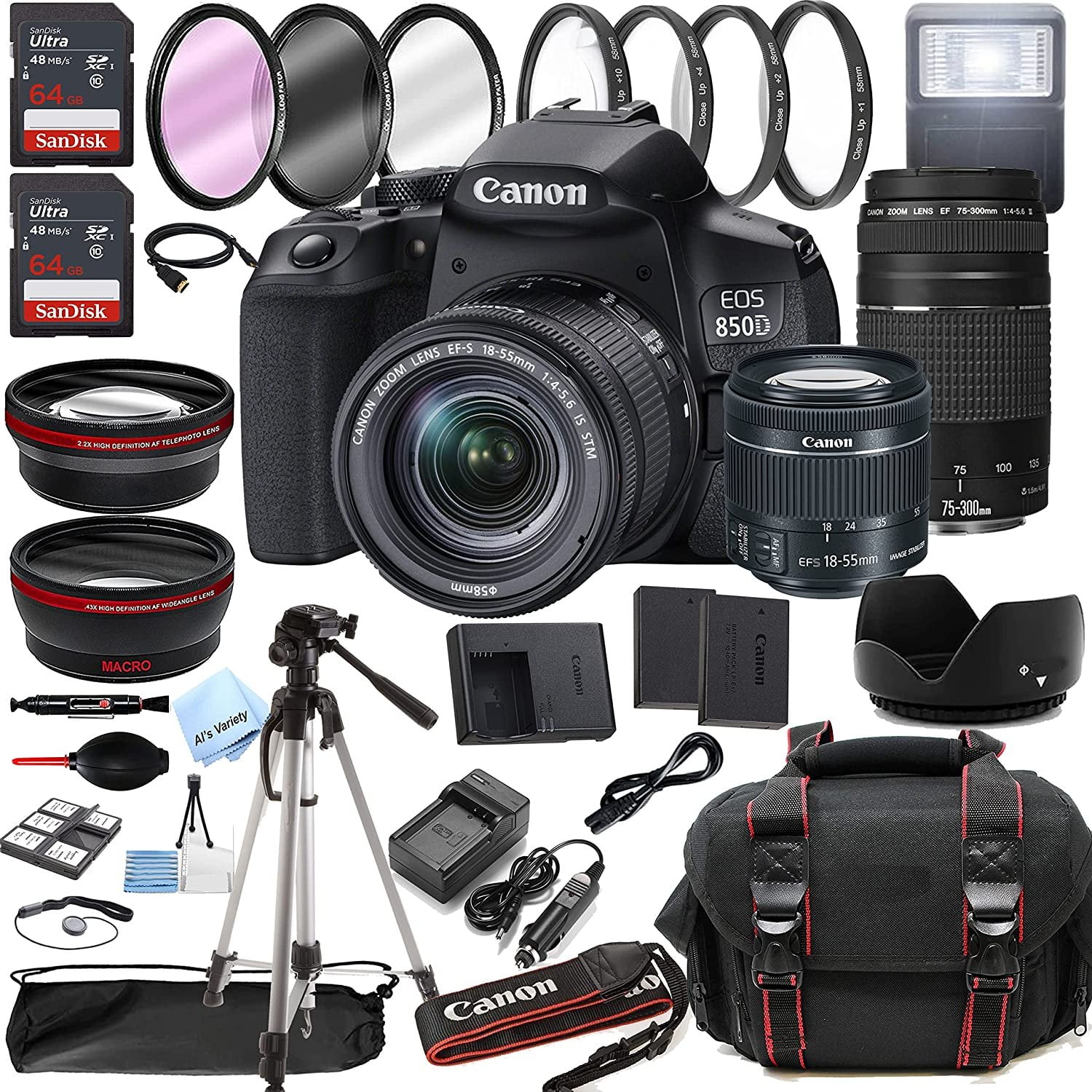 Canon EOS 850D Rebel T8i DSLR Camera Kit with 18-55mm and 75-300mm ...