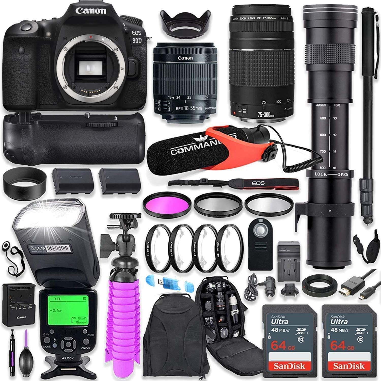Canon EOS 90D DSLR Camera Kit with Canon 18-55mm & Canon 75-300mm ...