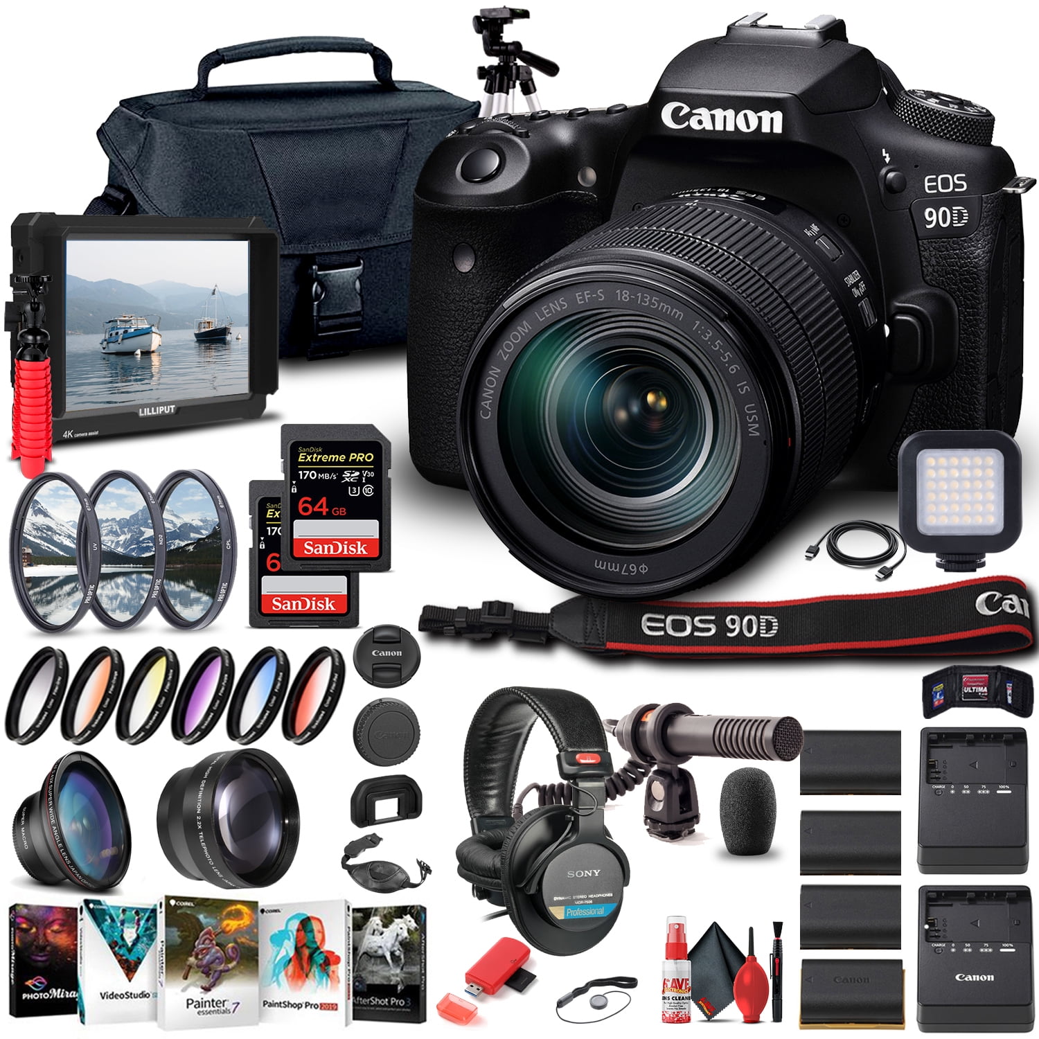Canon EOS 90D DSLR Camera with 18-135mm Lens, Pro Bundle, 32.5MP, UHD ...